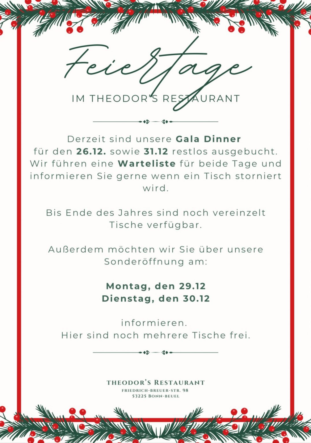 Französisches Restaurant in Bonn-Beuel - THEODORS'S
